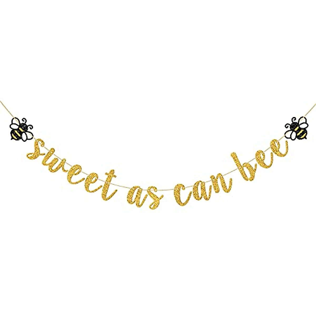 INNORU Sweet As Can Bee Banner, Bumble Bee Baby Shower Birthday Party Decorations, Bee Party, Mommy to Be Sign Banner, Bee Gender Reveal Engagement Party Decoration Gold Glitter
