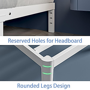 KZZLOL White Twin Size Bed Frames 12 Inch, Metal Platform Twin Bed Frame No Box Spring Needed, Heavy Duty Steel Support 3500 LBS, DIY Headboard, Round Legs, Noiseless, Storage Space, Easy Assembly