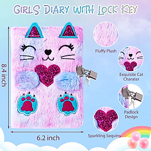 Cat Diary with Lock Gift for 6 7 8 Year Old Girl,Secret Journal Notebook Diary for Girls,Kids Journals for Girls Christmas Gift Set,Secret Diary with Pen Pouch Panda Keychain Cat Paw Pen.