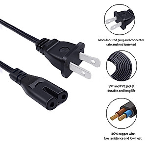 Power Cord Replacement for TCL Roku Smart TV HDTV 32 inch 40 42 43 48 50 55 60 65 75 inches 55FS4610R 32S4610R 50FS3800 55FS4690 40FS3800 8ft 2 Prong IEC C7 Power Cord Cable