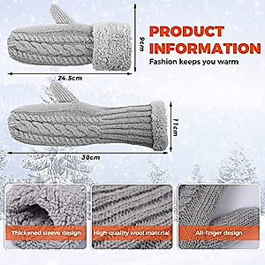 AURUZA Winter Warm Mittens for Women, Cozy Thick Knitted Gloves & Mittens Warm Soft Lining Cold Weather Accessories Gifts (Black)