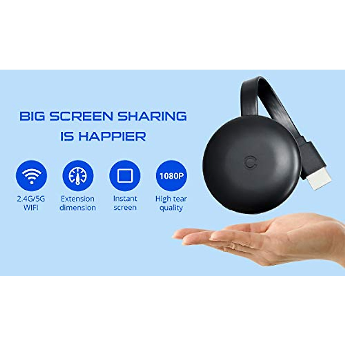 TV Buddy® Caster Wireless Streaming Full HD Videos Movies from Smartphone Tablet Computer to Widescreen TV Support AirPlay DLNA Miracast AirMirror Cross-System Mirroring