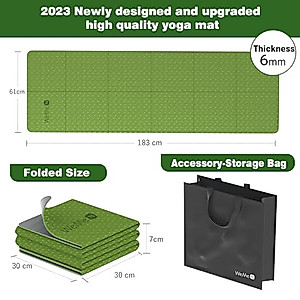 WEme Yoga Mat 1/4-Inch Thick Folding Yoga Mat TPE Eco-friendly High Density Anti-Tear Non-Slip Exercise & Fitness Mat, Foldable Easy Multipurpose Exercise Mat for Pilates, Home Workout