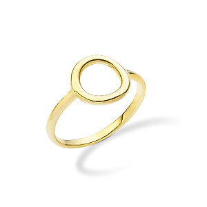 Miabella 925 Sterling Silver or 18Kt Yellow Gold Over Silver Open Circle Ring for Women Made in Italy (yellow-gold-plated-silver, 10)