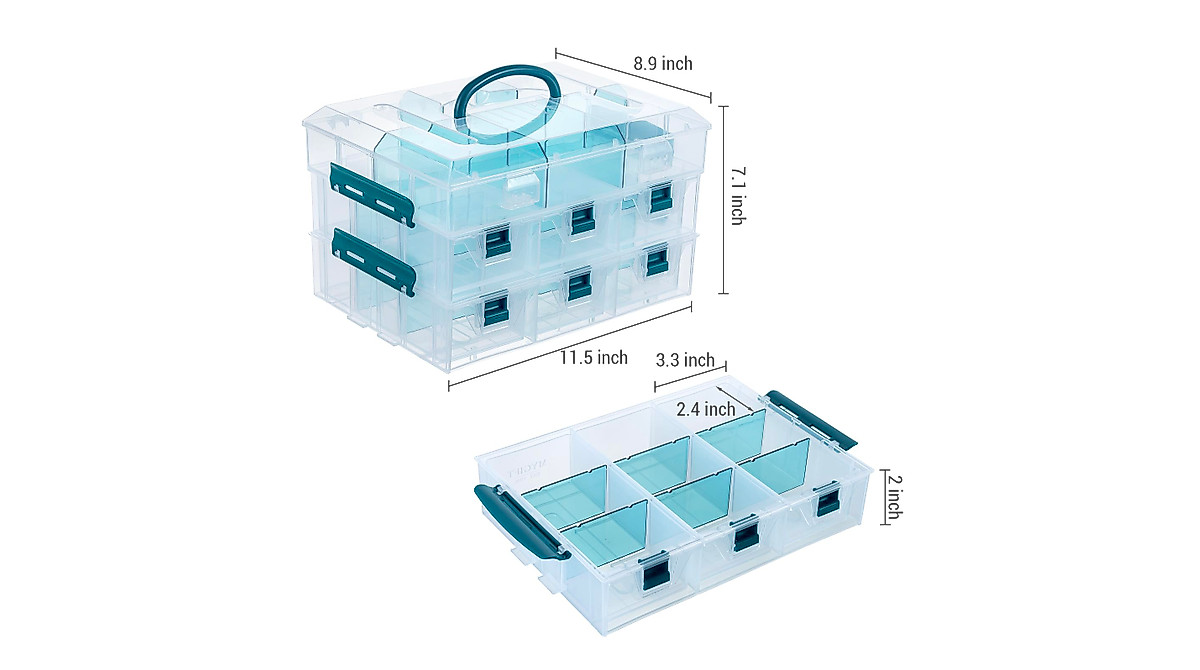 MyGift 11 Inch Stackable Crafts Container with 24 Compartments