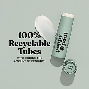 Poppy & Pout Sweet Mint Jumbo Lip Balm | All Natural Lip Balms & Moisturizers | Hydrates with Beeswax, Vitamin E, Organic Coconut Oil | Cruelty-Free | Lip Balm in Recyclable Cardboard Tube