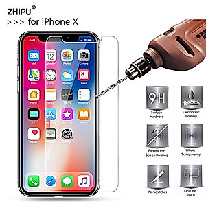 iPhone X Screen Protector, iPhone X Tempered Glass Screen Protectors [3D Touch] 0.25mm Screen Protector Glass for Apple iPhoneX work with most case 99% Touch Accurate