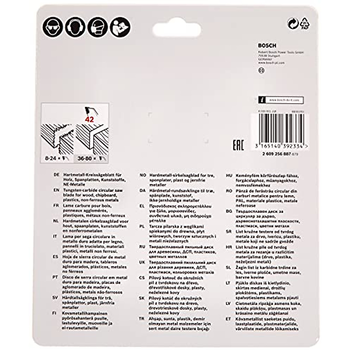 Bosch 1x Circular Saw Blade Special (for Wood, Non-Ferrous Metals, Plastic, Ø 160 x 2.5/1.8 x 20/16 mm, 42 Teeth, FT, with 1x Reduction ring 16 mm, Accessories for Circular Saws)