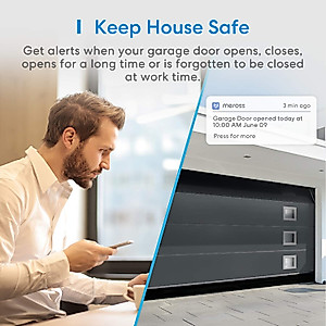 meross Smart Garage Door Opener Remote, APP Control, Compatible with Alexa, Google Assistant and SmartThings, Multiple Notification Modes, No Hub Needed