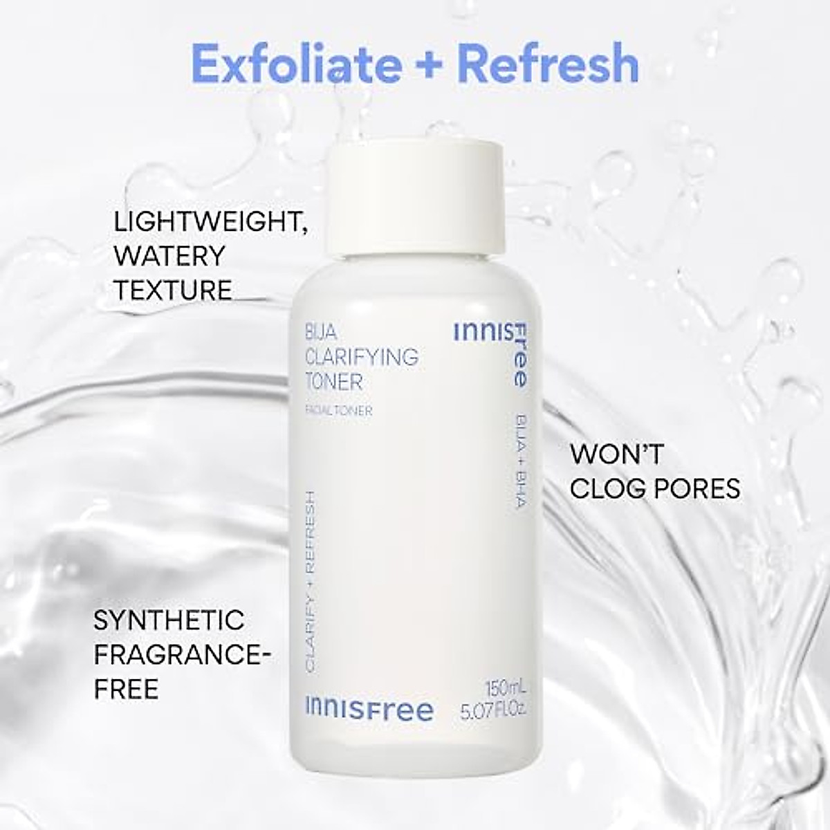 innisfree Bija Clarifying Toner with Salicylic Acid, Korean Toner for Clarifying, Smoothing, and Improving the Look of Pores (Packaging May Vary)