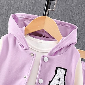Yartina Kids Girls Boys 2 Piece Outfits Athletic Tracksuit Toddler Long Sleeve Hoodie Jacket and Sweatpants Set Purple 7-8 Years