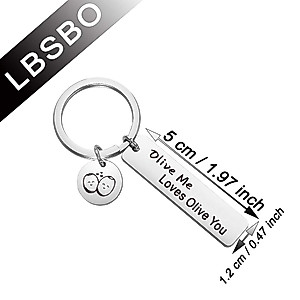 CENWA Funny Food Pun Gift Olive Me Love Olive You Keychain Valentines Day Gift Anniversary Day Jewelry (Olive Me K)