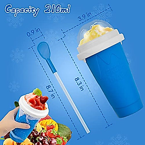 Slushie Maker Cup, Magic Quick Frozen Smoothies Cup for Homemade Milk Shake Ice Cream Maker, Cooling Cup, Double Layer Squeeze Slushy Maker Cup, Birthday Gifts for Friends&Family (Blue)