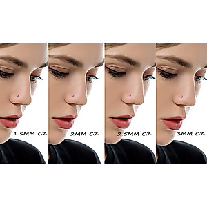 Tornito 20G 40Pcs Stainless Steel Curved Nose Stud Nose Ring CZ L Bone Screw Shaped Nose Screw Piercing Jewelry for Women Men