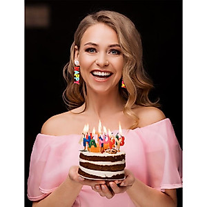 Birthday Earrings for Women Enamel HAPPY BIRTHDAY Dangle Earrings Beaded Stud Letter Drop Earrings Birthday Party Jewelry Gift (Letter)