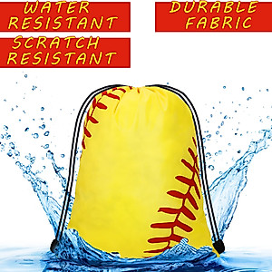 12 Pieces Small Softball Soccer Basketball Volleyball Candy Drawstring Bag Softball Soccer Basketball Volleyball Drawstring Goodie Favor Bags(Softball Style,10 x 12 Inch)