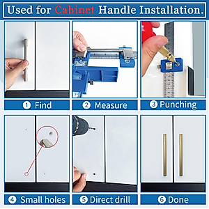 King&Charles Cabinet Hardware Jig, Cabinet Handle Jig + Automatic Hole Punch + Point Drill Bits, Cabinet Jig for Handles and Pulls on Drawers/Cabinets, Cabinet Hardware Template Tool Perfect Set.
