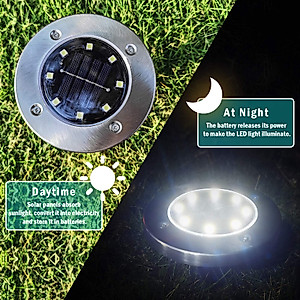 DUUDO Solar Ground Lights-Garden Solar Lights Outdoor Waterproof 8 LED Landscape Lights Bright in-Ground Lights Pathway Lights for Lawn, Patio, Yard, Driveway, Step and Walkway White 12 Pack