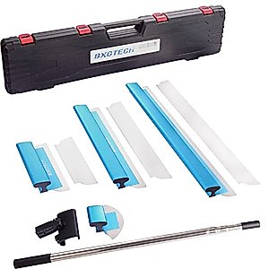 BXGTECH Drywall Tools Skimming Blade with Extension Handle - 12", 22" & 32" Blades Extruded Aluminum 301 Stainless Steel Construction Tools End Caps, Wall-Board with 0.5mm&0.35mm Thickness blue