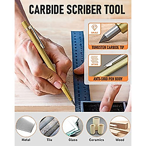 Nicpro 5 Pack Mechanical Carpenter Pencil Set with 76 Refills & Carbide Scribe Tool, Solid Deep Hole Carpenter Markers Woodworking Pencils with Built-in Sharpener for Construction Architect -With Case