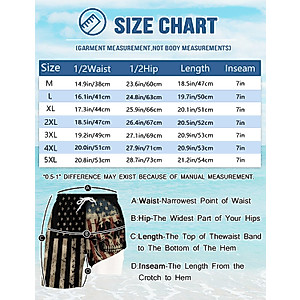 Partrest American Flag Skull Men's Swim Trunks with Compression Liner - 7 Inch American Flag Board Shorts for Beach