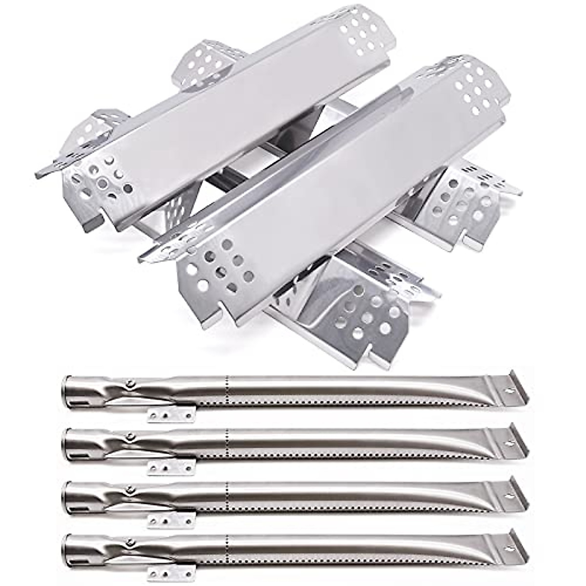 Grill Replacement Parts for Nexgrill 720-0830H, 4 Pack Grill Burners and Heat Plates Shield for Home Depot Nexgrill 4 Burner 720-0830H, Nexgrill 720-0864, 720-0864M Gas Grills