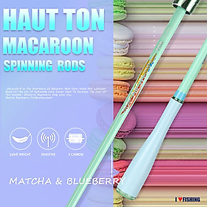 HAUT TON Macaroon-DX Spinning Rods,24Ton 6'10"IM6 Graphite Carbon Fiber Fishing Rods,Twin-Tip,MediumLight Rodpower,Matcha/GR&Blueberry Fishing Pole