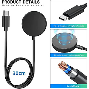 USB C Samsung Galaxy Watch 3 4 5 6 Charger, Magnetic Watch Charging Dock Cable Compatible with Samsung Galaxy Watch 6/6 Classic/ 5 Pro/ 5/4/ 4 Classic/ 3/ Active 2/ Active, 3.3FT