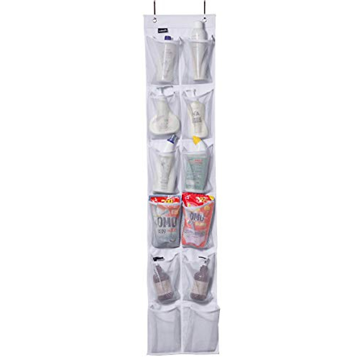 MISSLO Heavy Duty Over The Door Storage with 12 Mesh Pockets (White)