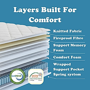 brn Go Sleep 14-inch Luxury Hybrid Opulence Premium Memory Foam Bed Mattress with Pillow Top Cashmere Knitted Cover, CertiPUR-US Certified, Mattress in a Box - King Size, Soft