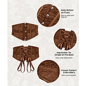 Scarlet Darkness Corset Belt Women Lace Up Waist Belt Ren Faire Underbust Corset Brown Size 10