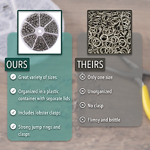 Mr. Pen- Open Jump Rings, Silver, 1014 pcs, 6 Sizes Open Jump Rings for Jewelry Making, Silver Jump Rings and Lobster Clasps, Jewelry Jump Rings Silver, O Rings for Jewelry Making