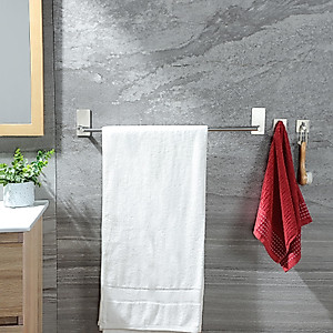 Taozun Towel Bar - 24 Inch Towel Holder with 2 Packs Adhesive Hooks, Hand Towel Rack Stick on Wall, Stainless Steel Bathroom Hardware Accessory Kit