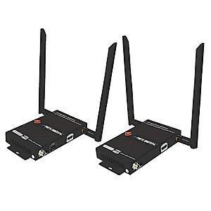 J-Tech Digital Wireless HDMI Extender 1X2 up to 200ft 1080P with HDMI Loop Output IR Passthrough (1TX + 1RX)