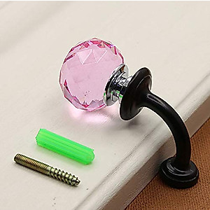 KFZ Glass Crystal Curtain Holdbacks,Tiebacks Tassel Holder,Hat and Coat Hook,Clothes Hook,HAO-0011 (4PACK Black)