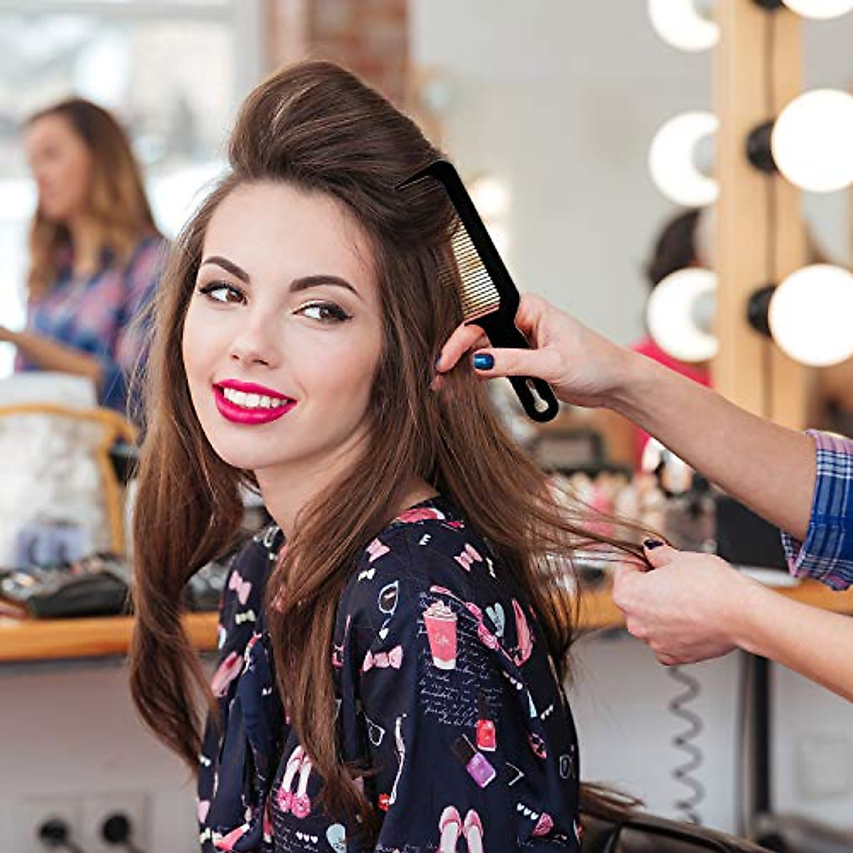 6 Pack Blending Comb Barber Combs, 9 Inch Clipper Combs Flat Top Clipper Combs Barber Heat Resistant Hair Cutting Combs for Clipper Cuts and Flattops (Black)