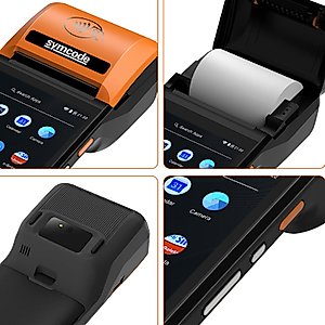 symcode Thermal POS Receipt Printer with Android 8.0 OS 5.9inch Touch Screen Terminal Handheld PDA Printer, Support Wi-Fi Bluetooth, Support Loyverse, Kyte, iReap, Built-in Google Play Orange