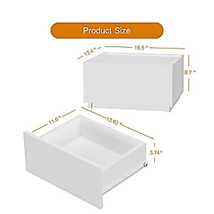 furtble Stackable 2 pcs 1-Drawer End Table, Bedside Nightstand, Multi-Purpose Storage Closet Cube for Bedroom, Storage Cabinet for Entryway, Sofa Beside Drawer Chest Dresser, 15.8 in, White