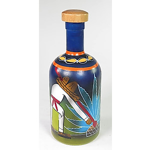 Eye4Art Mexican Tequila Shot Glasses and Bottle Set, Tequila Making Scene, Poncho with Agave Cactus hand painted Bottle, with display stand