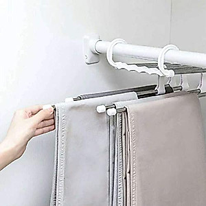 Steel Multifunction Retractable Pants Rack Trouser Hanger Multi-Layer Five Pants Rack one Hanging in Storage