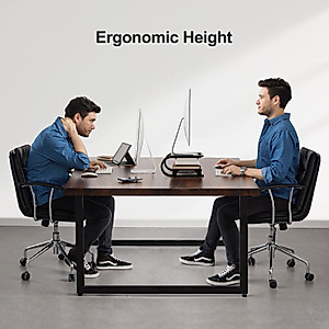 LORYERGO Monitor Stand, Monitor Riser, Computer Stand with Media Solt, Laptop Riser with Vents, 2 Tier Monitor Stand Riser with Storage for Printer/PC, Desktop Stand Organizer - Office & Home