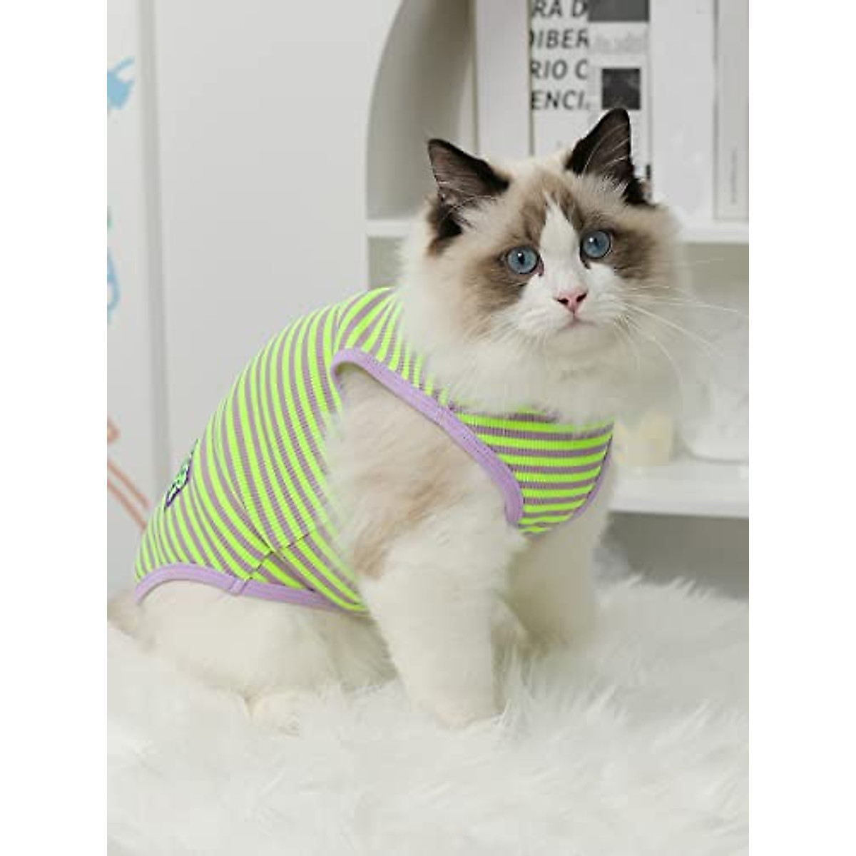 MESHEEN 2 Pack Dog Shirt Sleeveless for Small Dogs Made of Soft Breathable Pure Cotton Stretch Fabric Keep Your Pet Comfortable, Puppy Vest Use Fashion Striped Style Design