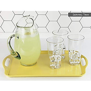 Reston Lloyd Calypso Basics Melamine Serving/Ottoman Handles, Rectangular Tray, Lemon