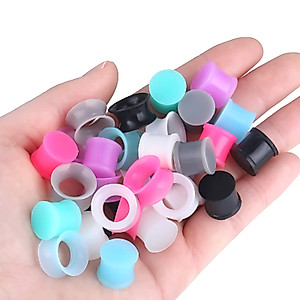 Jusway Silicone Ear Plugs Gauge Stretching Kit Ear Stretchers Lobe Ear Piercings 1/2 Gauges (32PCS)