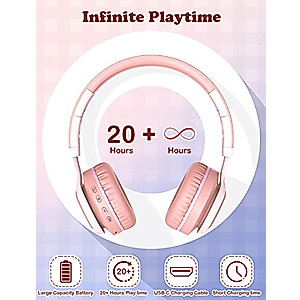 Kids Bluetooth Headphones- Kids Headphones Wireless of 22H Playtime with Mic, Steoro Sound, Bluetooth 5.0, Foldable, Rechargable On-Ear Kids Headsets for Children Study Tablet Airplane Travel, 2pack