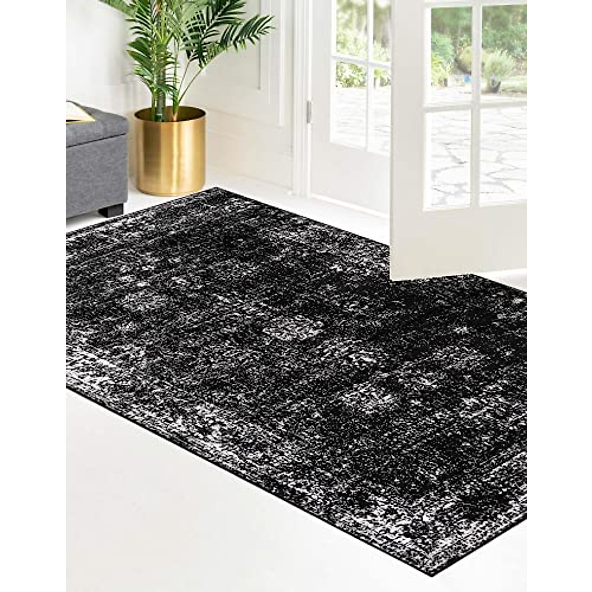 Unique Loom Sofia Collection Area Rug - Casino (5' 1" x 8' Rectangle, Black/ Ivory)