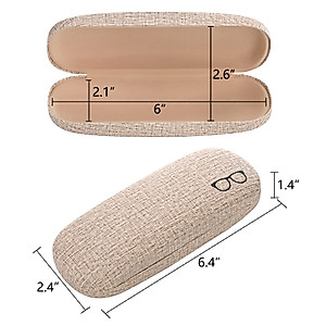 Hedume 12 Pack Hard Shell Eyeglasses Case, PU Linen Pattern Large Glasses Case, 4 Colors Unisex Portable Glasses Protection Case