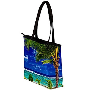 TBOUOBT Handbags for Women Fashion Tote Bags Shoulder Bag Satchel Bags, Tropical Beach Palm Tree