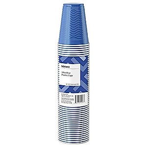 Amazon Brand - Solimo 18oz Disposable Plastic Party Cups, 50 Count, Blue