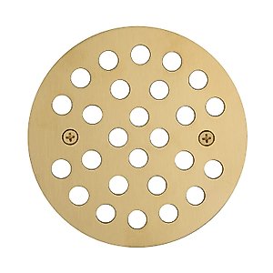 SISEHO Brushed Gold Shower Drain Cover 4 1/4 Inch Round Screw in，Replacement Cover Grill Filter，SUS304 Stainless Steel Brass Surface
